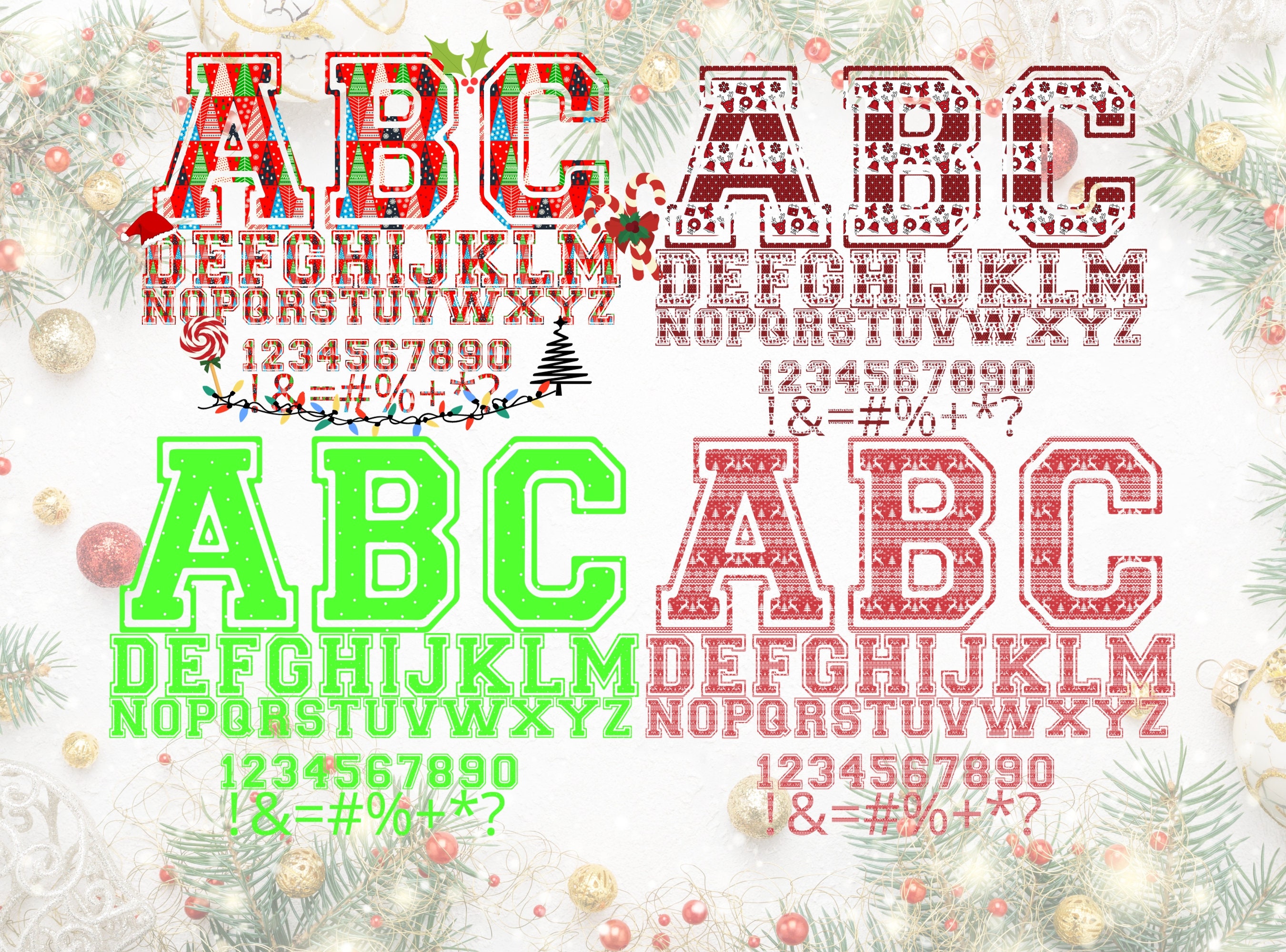 Christmas Doodle Letters PNG Set, Varsity Font (digital Download) - Etsy