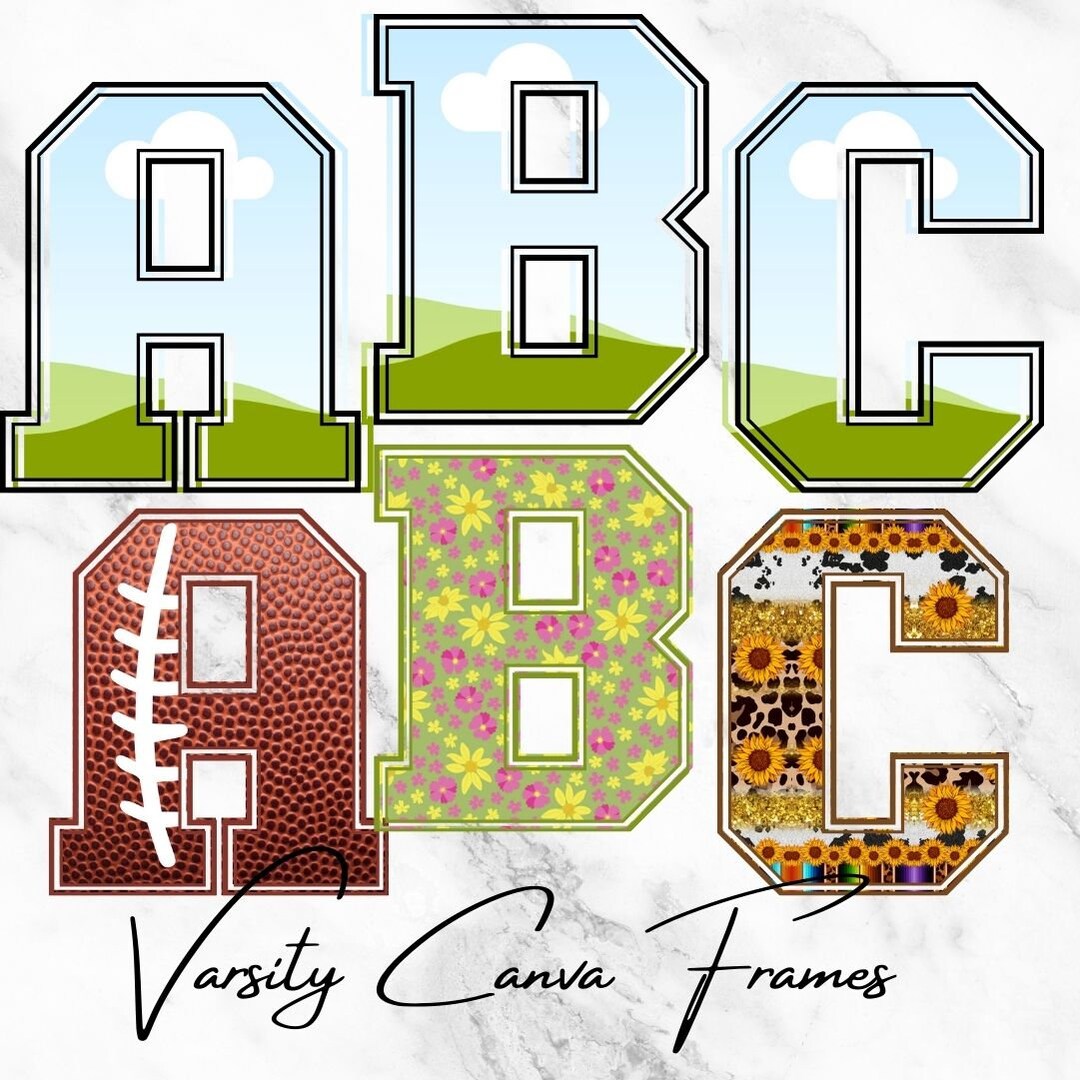 Varsity Alphabet Canva Template,complete Alpha Set Template Bundle,easy ...