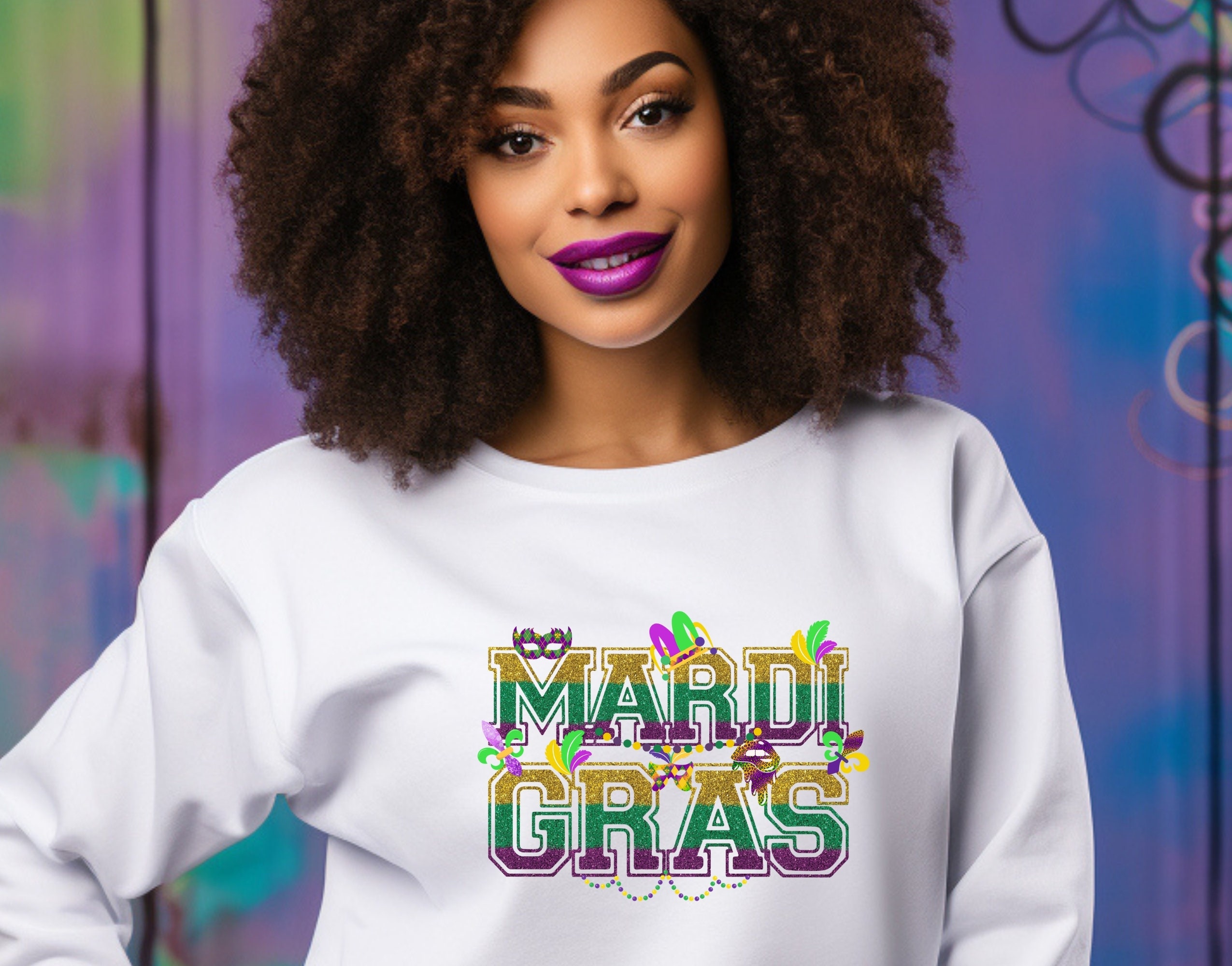 Sparkling Mardi Gras Glitter Doodle Letters PNG Bundle Sublimation ...