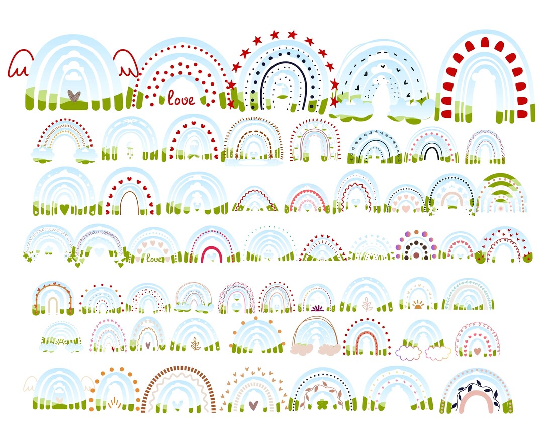 Rainbow Canva Template Bundle, +50 Different Hand Drawn RAINBOW Canva ...