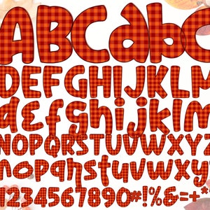 Plaid Doodle Letters Alphabet PNG Bundle,thanksgiving Sublimation Alpha ...