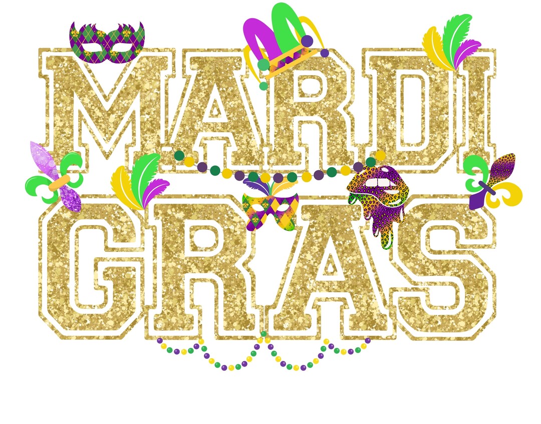 Gold Glitter Mardi Gras Doodle Letters PNG Bundle (digital Download) - Etsy