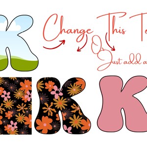 Fill Your Own Doodle Letters on CANVA With Commercial Use Allowed. Drag and Drop Alphabet Set ...