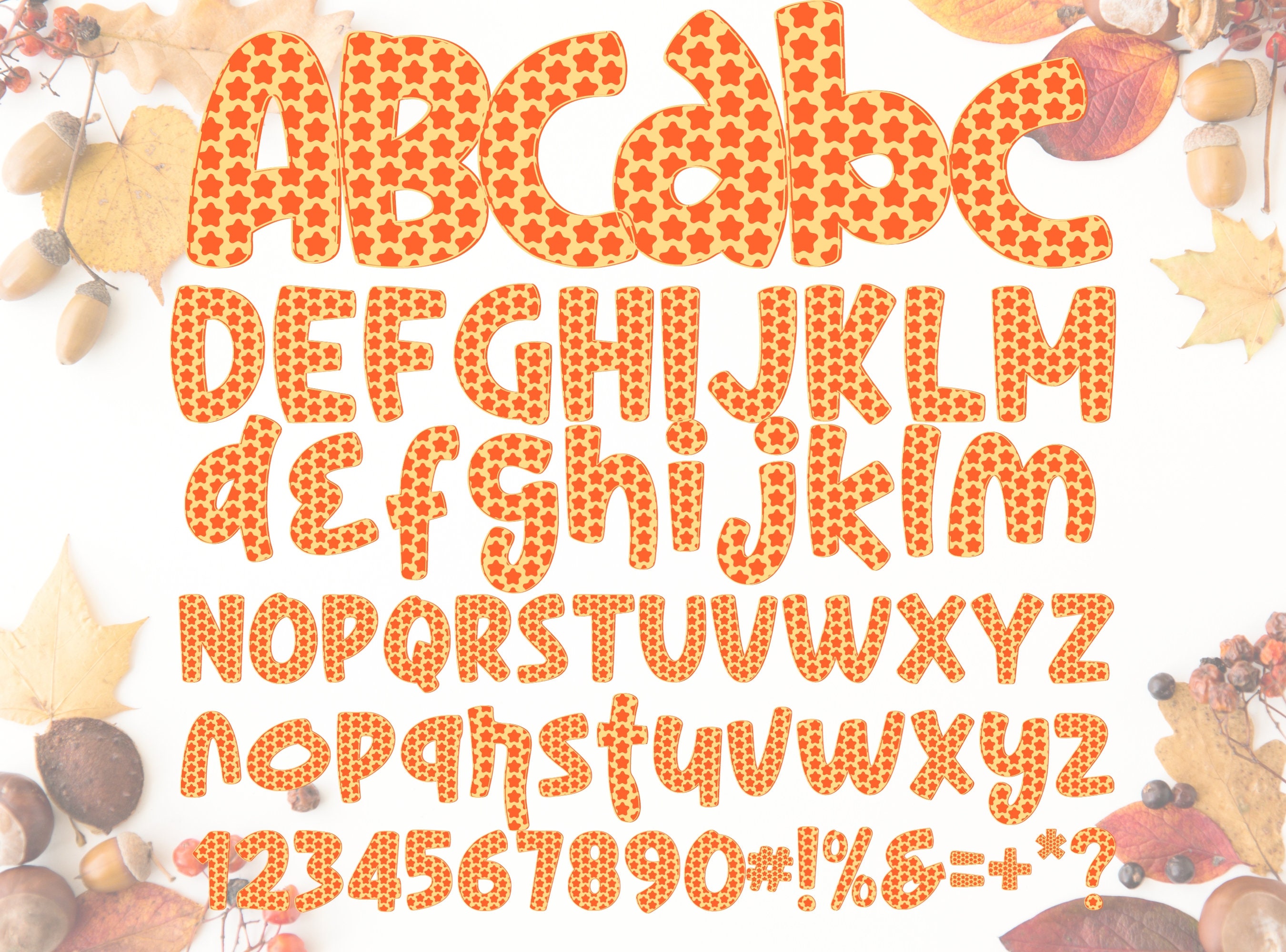 Doodle Letters Alphabet PNG Bundle,thanksgiving Sublimation Alpha Set ...
