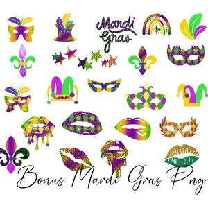 Sparkling Mardi Gras Glitter Doodle Letters PNG Bundle Sublimation ...