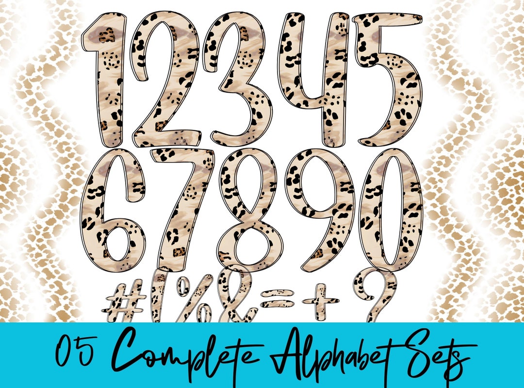 Leopard Doodle Letters Alphabet With Clip Art PNG Bundle,leopard Print ...