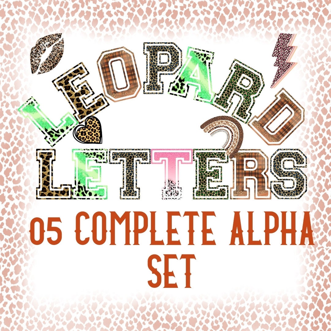 05 Complete Leopard Alpha Letters Png Sublimation Bundle With ...
