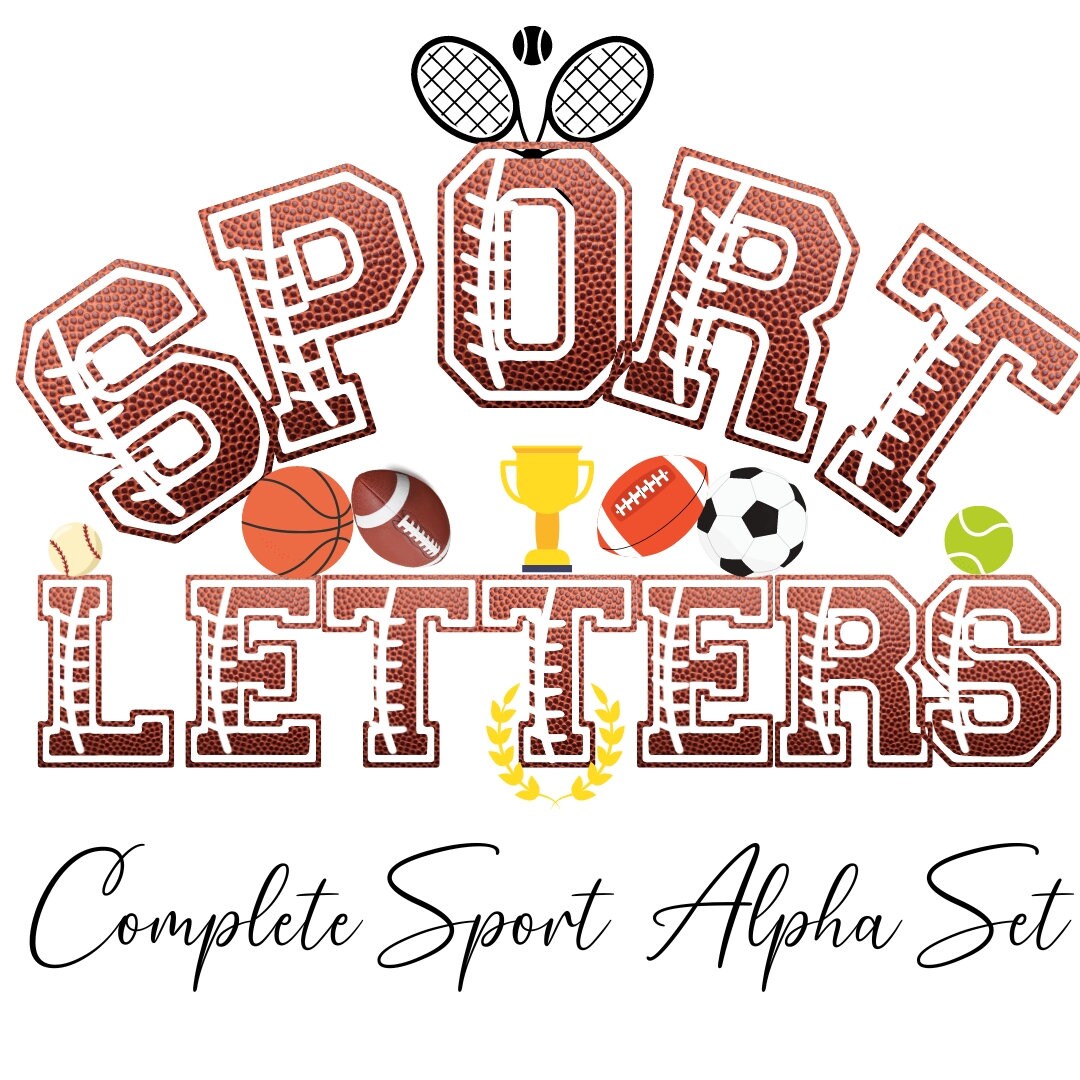 Sport Alphabet Png Bundle, Varsity Sport Font Png Sublimation Design ...