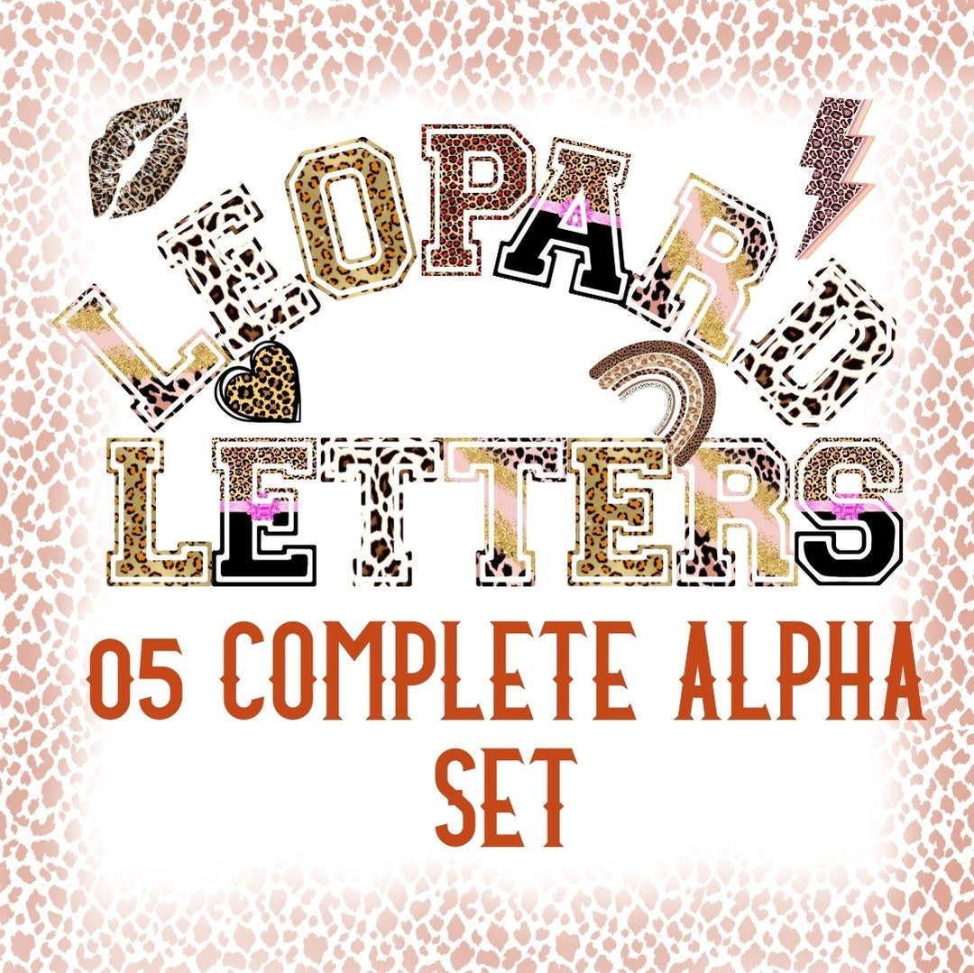 Leopard Varsity Letters Png Bundle,05 Complete Doodle Leopard Alpha ...