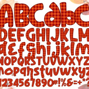 Plaid Doodle Letters Alphabet PNG Bundle,thanksgiving Sublimation Alpha ...