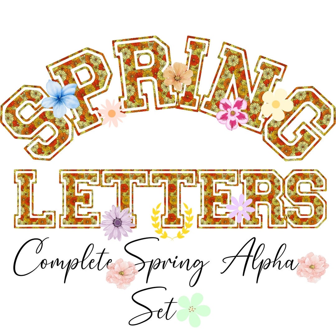 Spring Alphabet Png Bundle,botanical Retro Letters Png Set, Complete ...