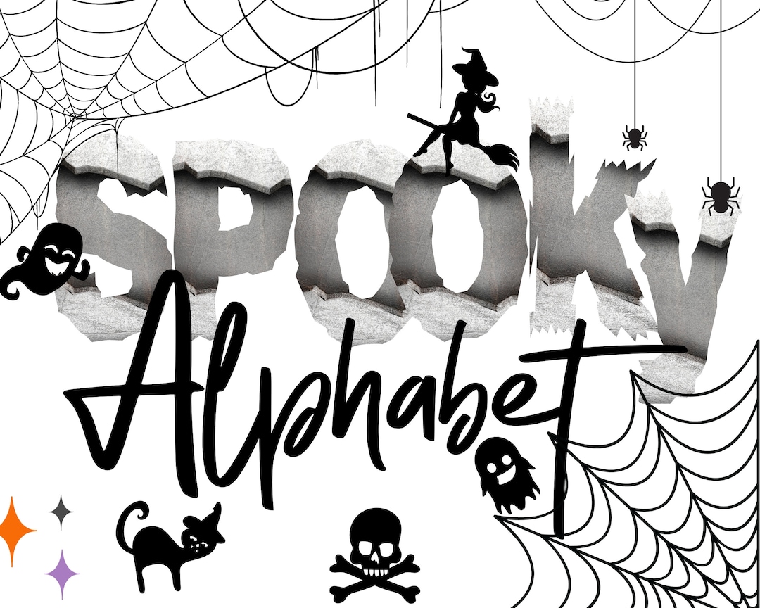 Spooky Doodle Halloween Alphabet, PNG Clipart Set (digital Download) - Etsy