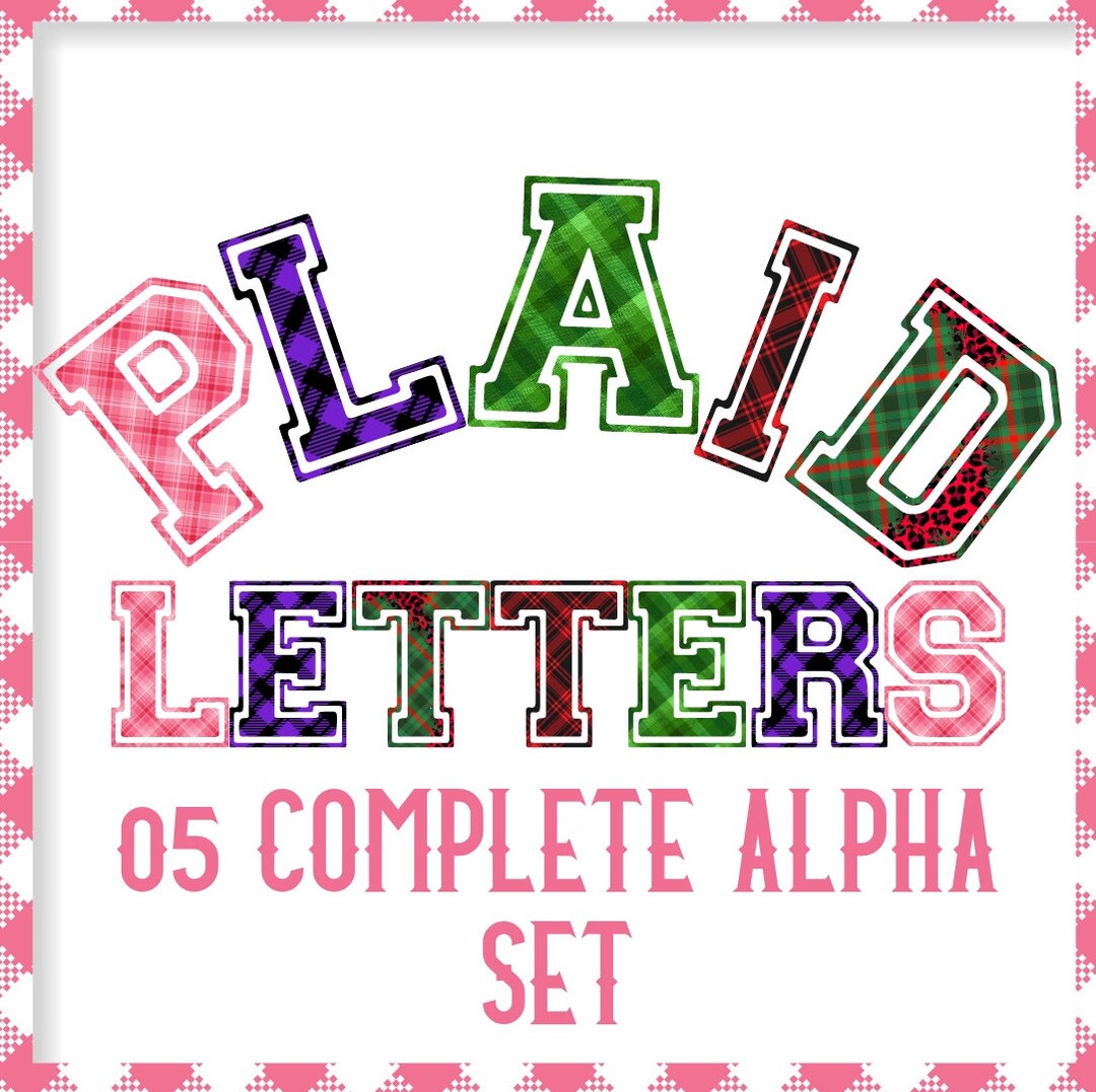 Cute 05 Complete Plaid Alpha Pack Bundle, Plaid Varsity Alphabet Png ...