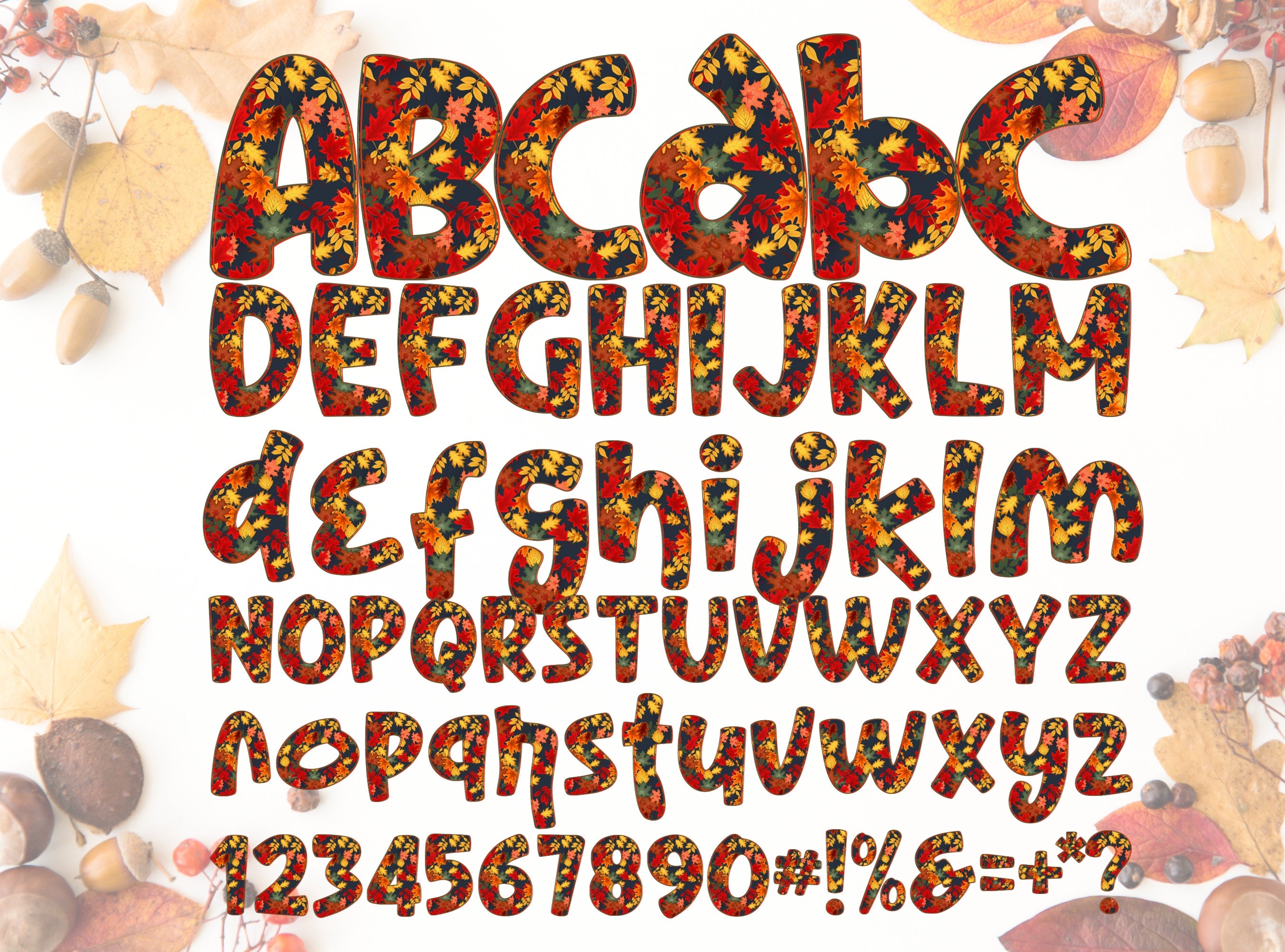 Plaid Doodle Letters Alphabet PNG Bundlethanksgiving - Etsy