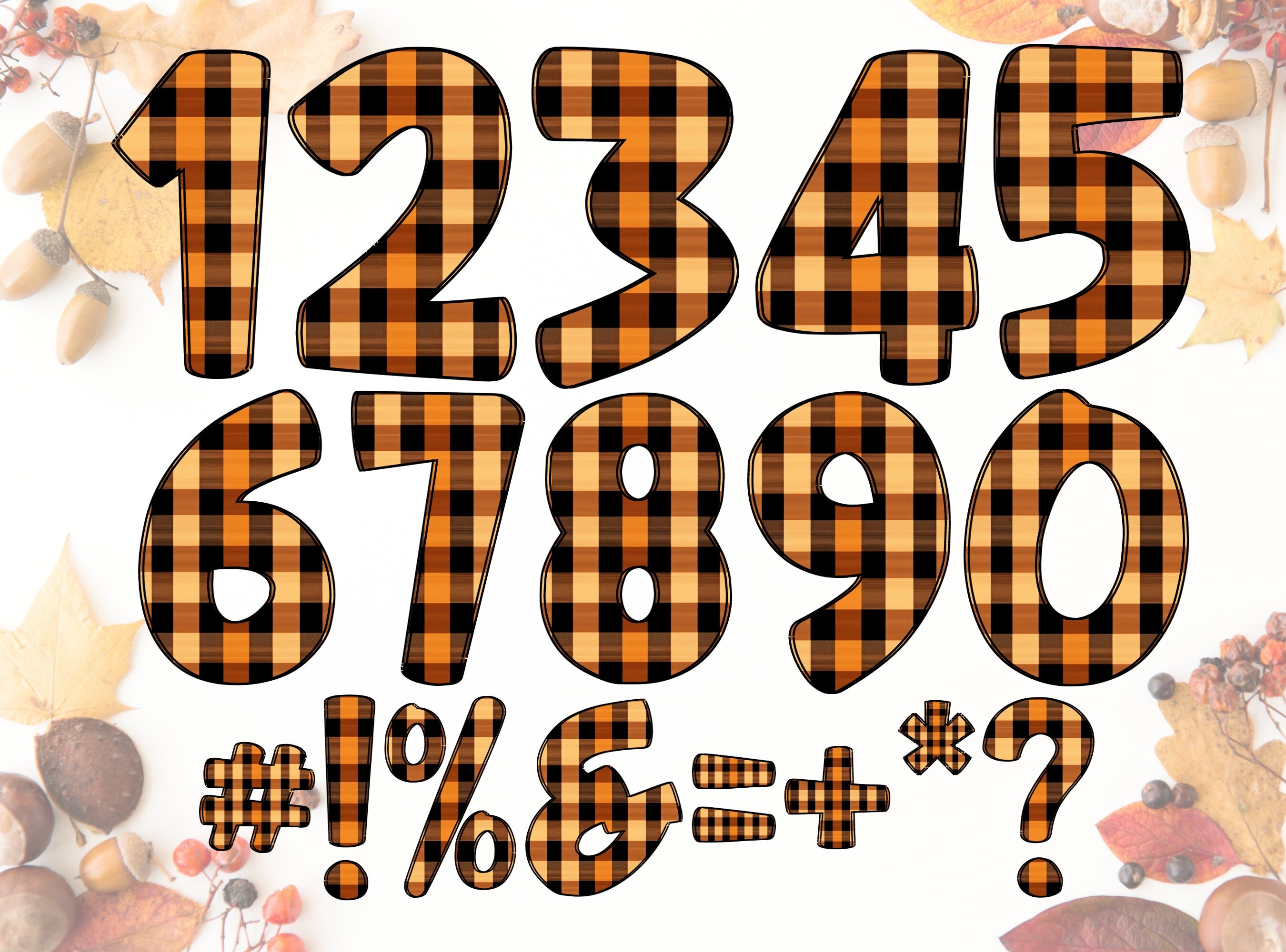 Plaid Doodle Letters Alphabet PNG Bundle,thanksgiving Sublimation Alpha ...