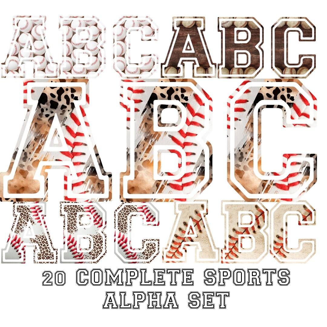 Sport Alphabet Png Bundle,baseball Varsity Sport Font Png Sublimation ...