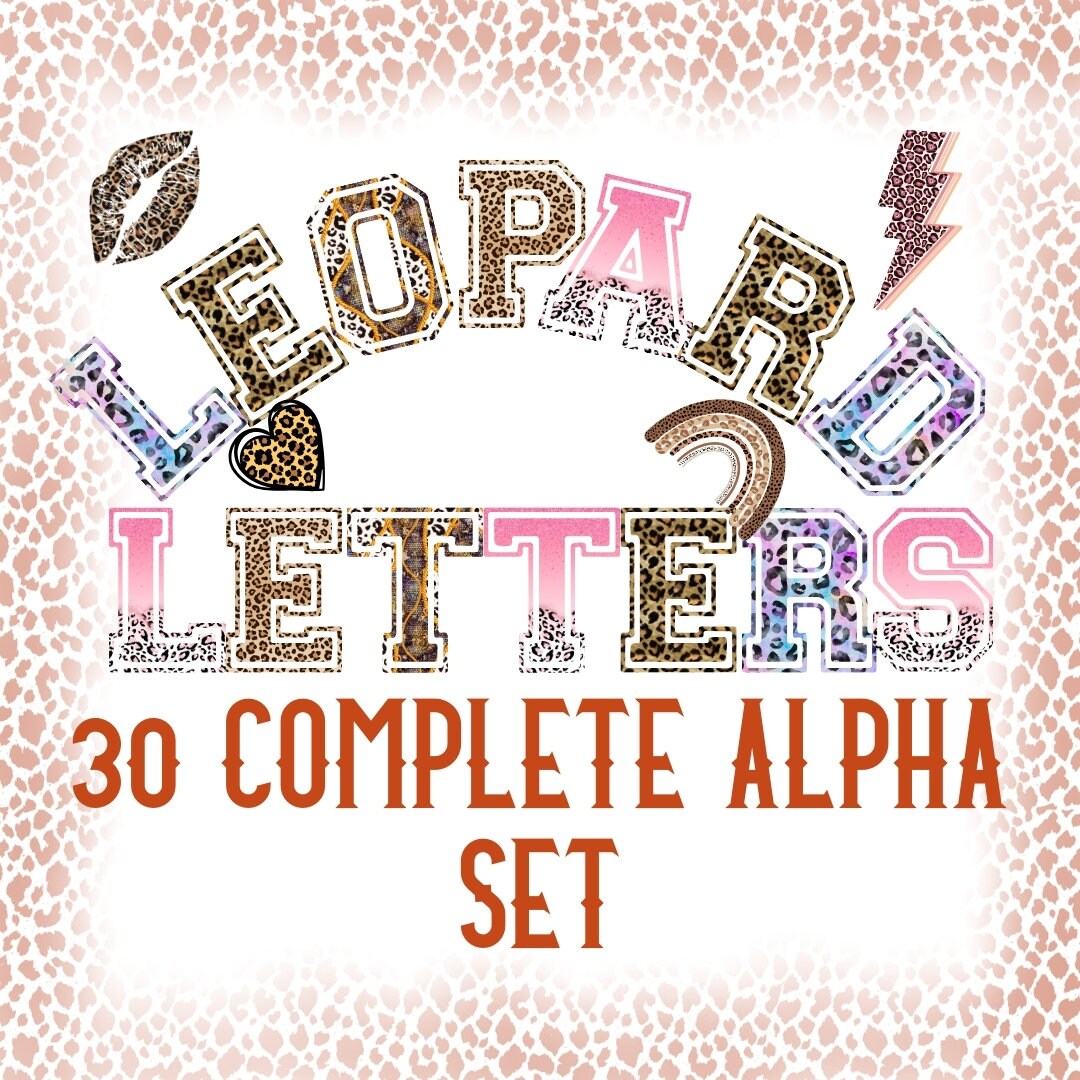 Leopard Letters & Numbers PNG,30 Complete Leopard Alpha Pack Bundle ...