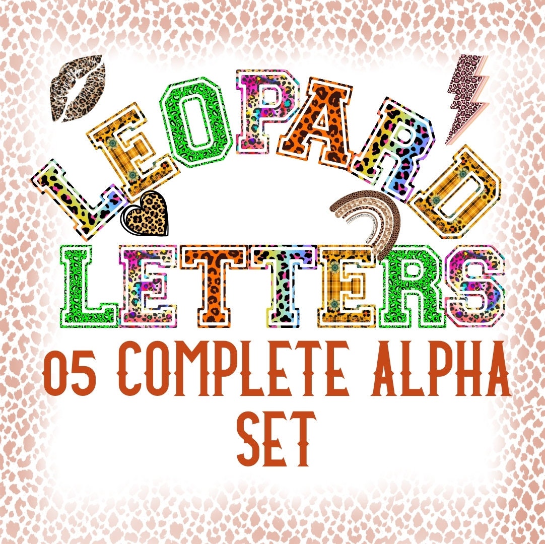 05 Complete Doodle Leopard Alpha Pack Bundle,leopard Varsity Letters ...