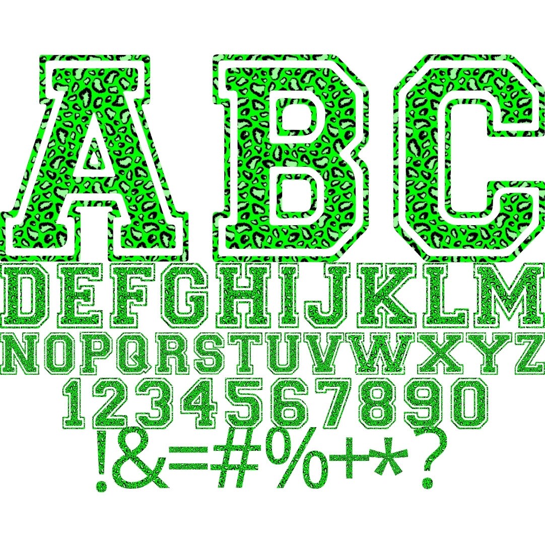 05 Complete Doodle Leopard Alpha Pack Bundle,leopard Varsity Letters ...