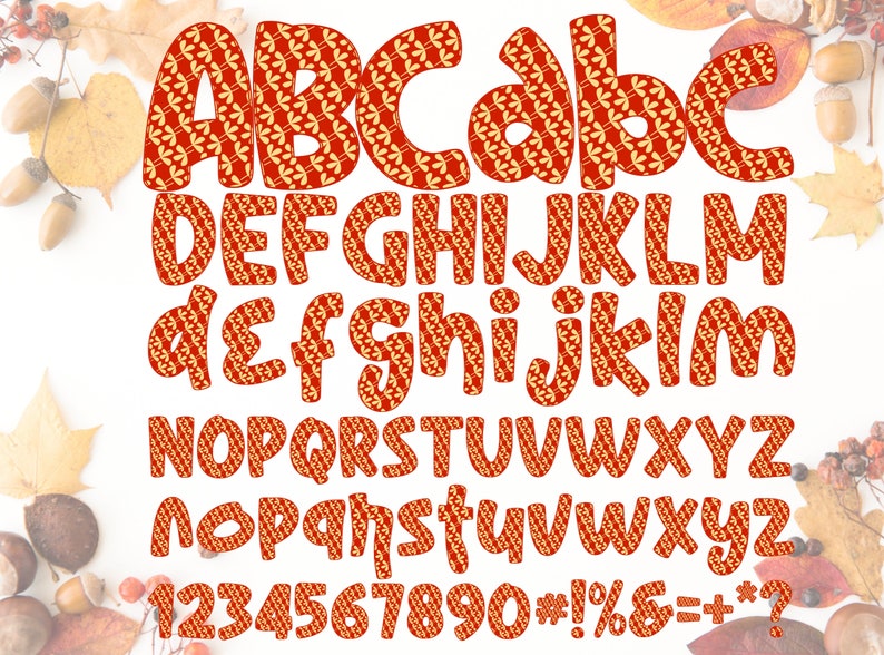 Plaid Doodle Letters Alphabet PNG Bundle,thanksgiving Sublimation Alpha ...