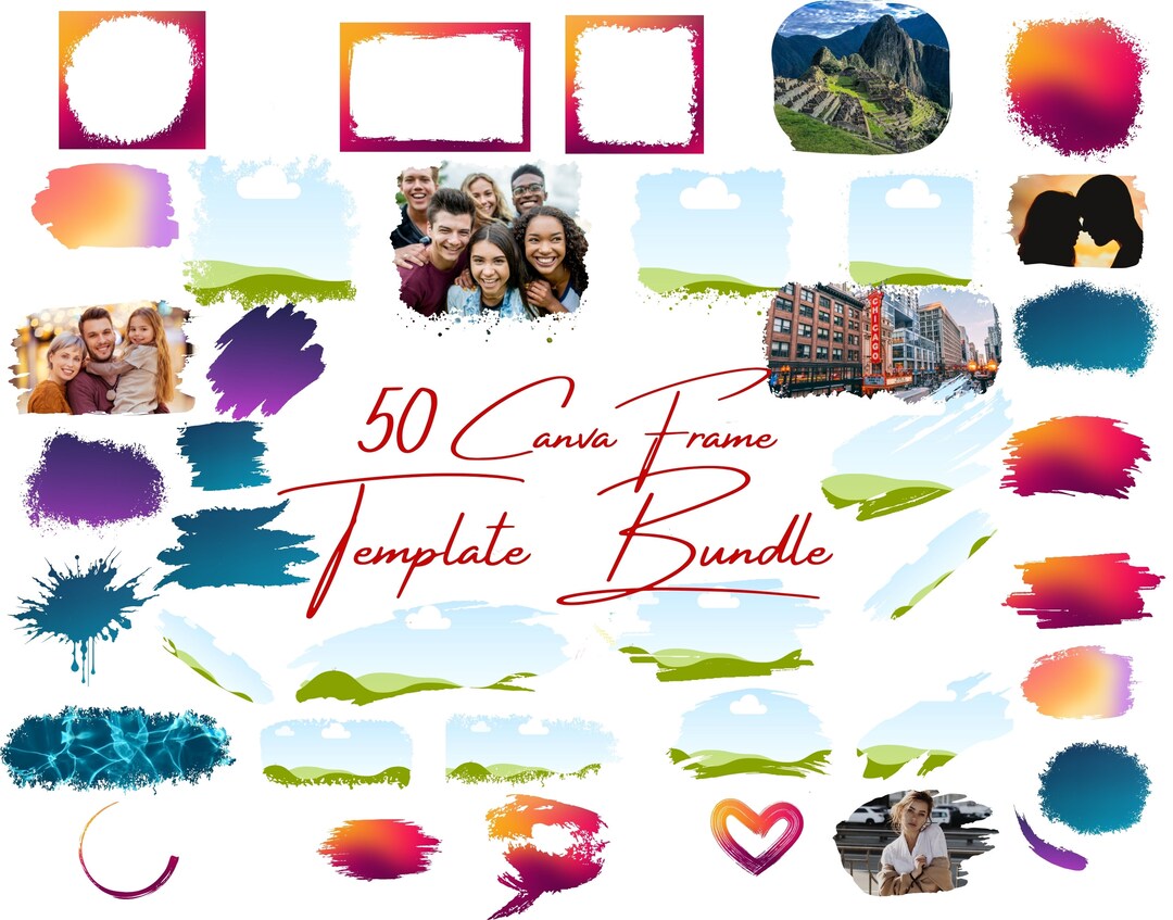 Canva Frames Template Bundle, 50 Different Frames Canva Templates, Fill ...