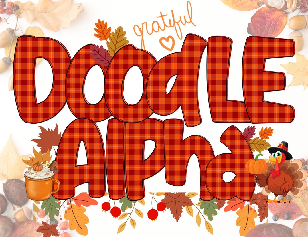 Plaid Doodle Letters Alphabet PNG Bundle,thanksgiving Sublimation Alpha ...