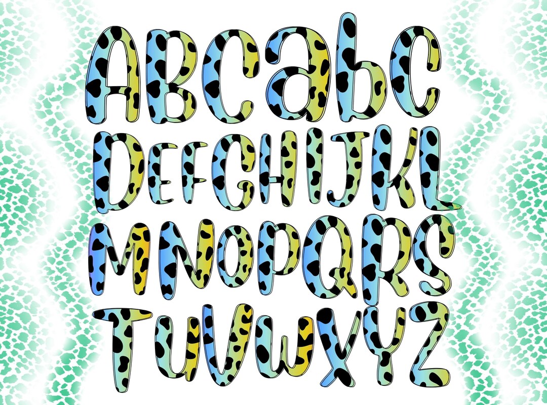 Leopard Doodle Letters Alphabet With Clip Art PNG Bundle,leopard Print ...