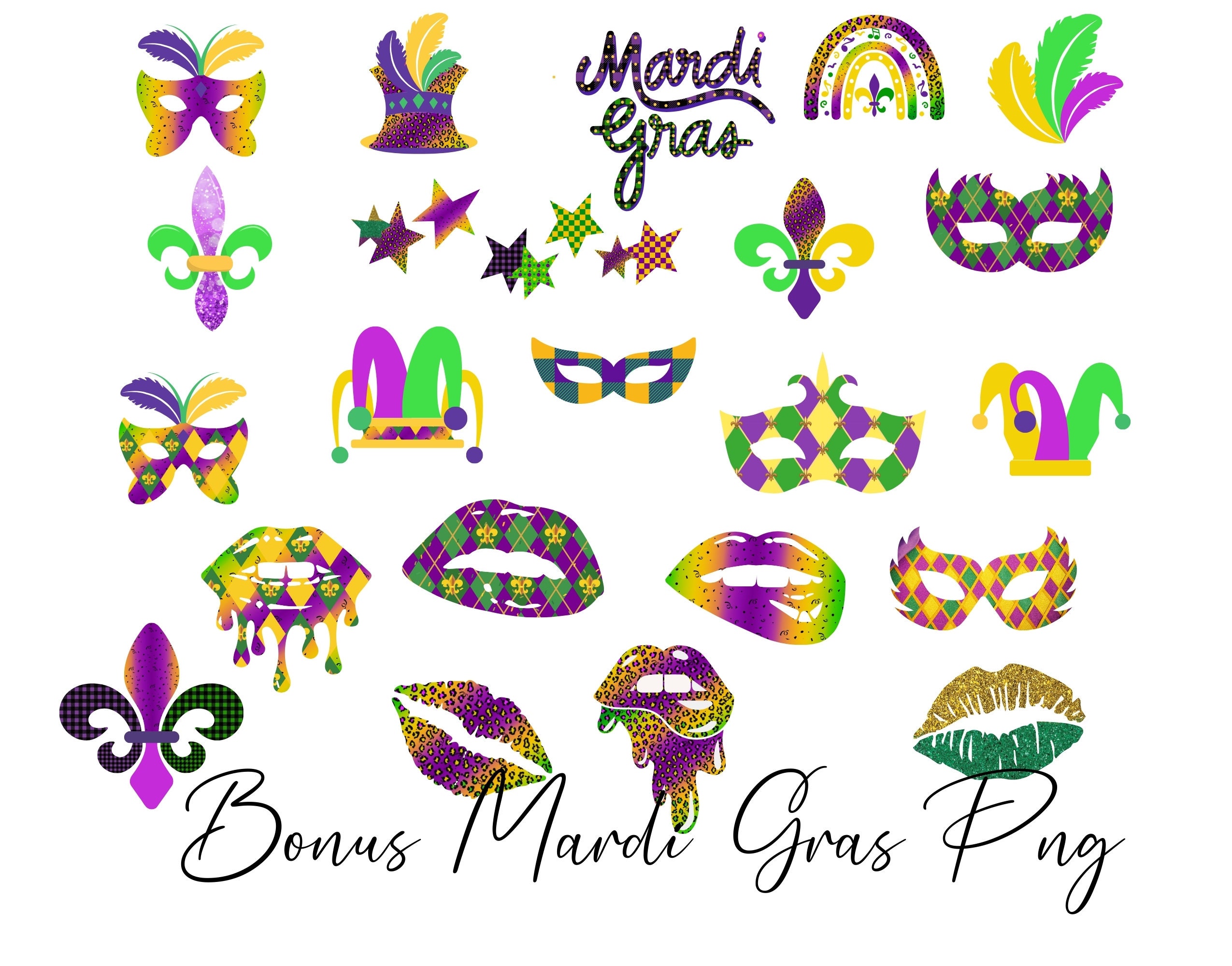 Gold Glitter Mardi Gras Doodle Letters PNG Bundle (digital Download) - Etsy