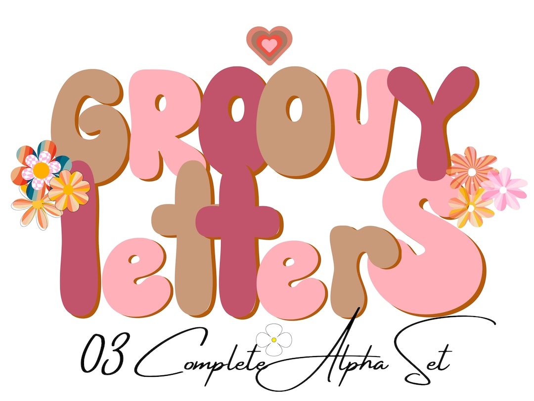Groovy Doodle Letters Alpha Png Set,nude Retro Alphabet Doodle Letters ...