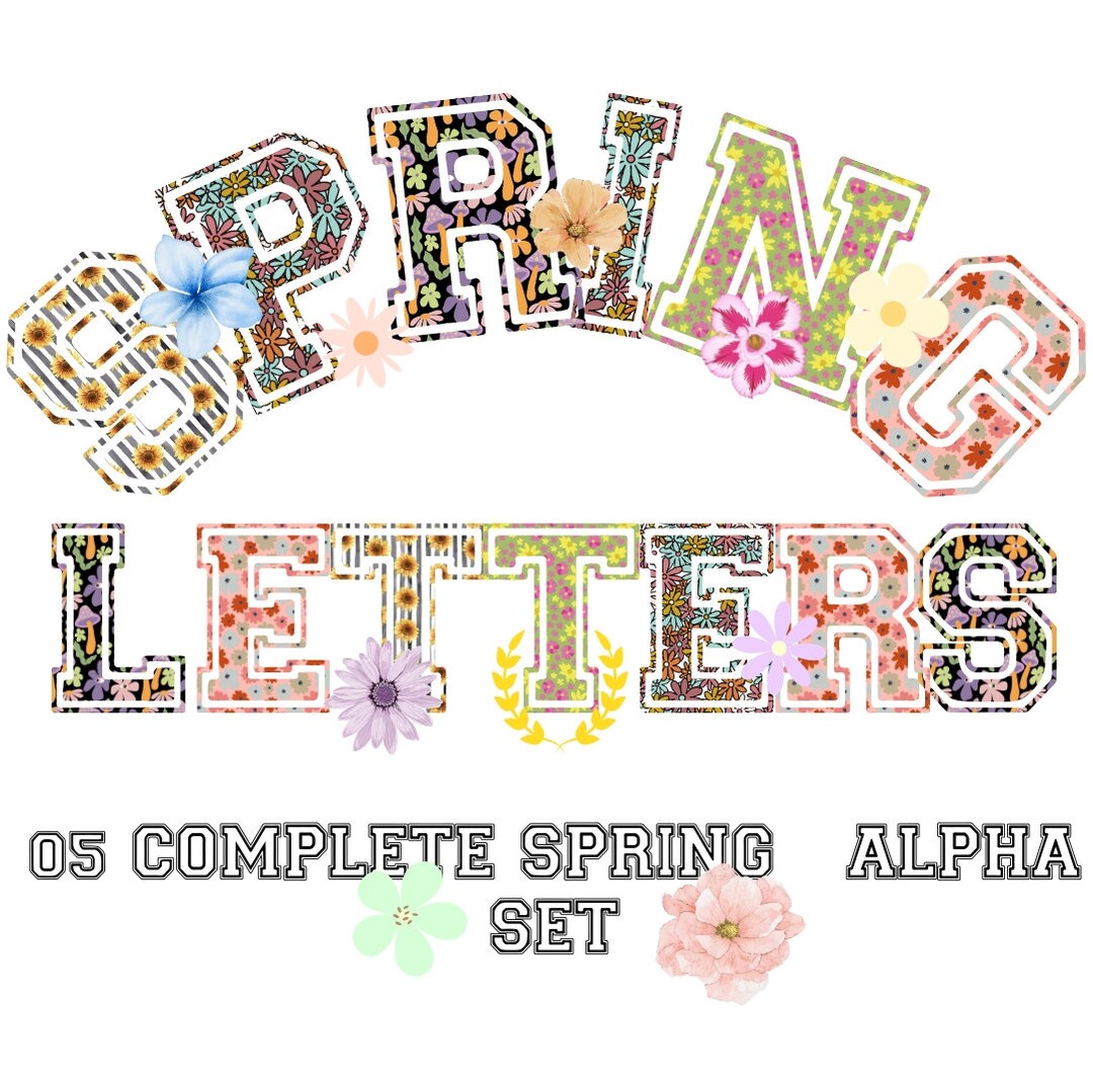 Spring Floral Alphabet Png Bundle, Botanical Letters Png Set,05 ...