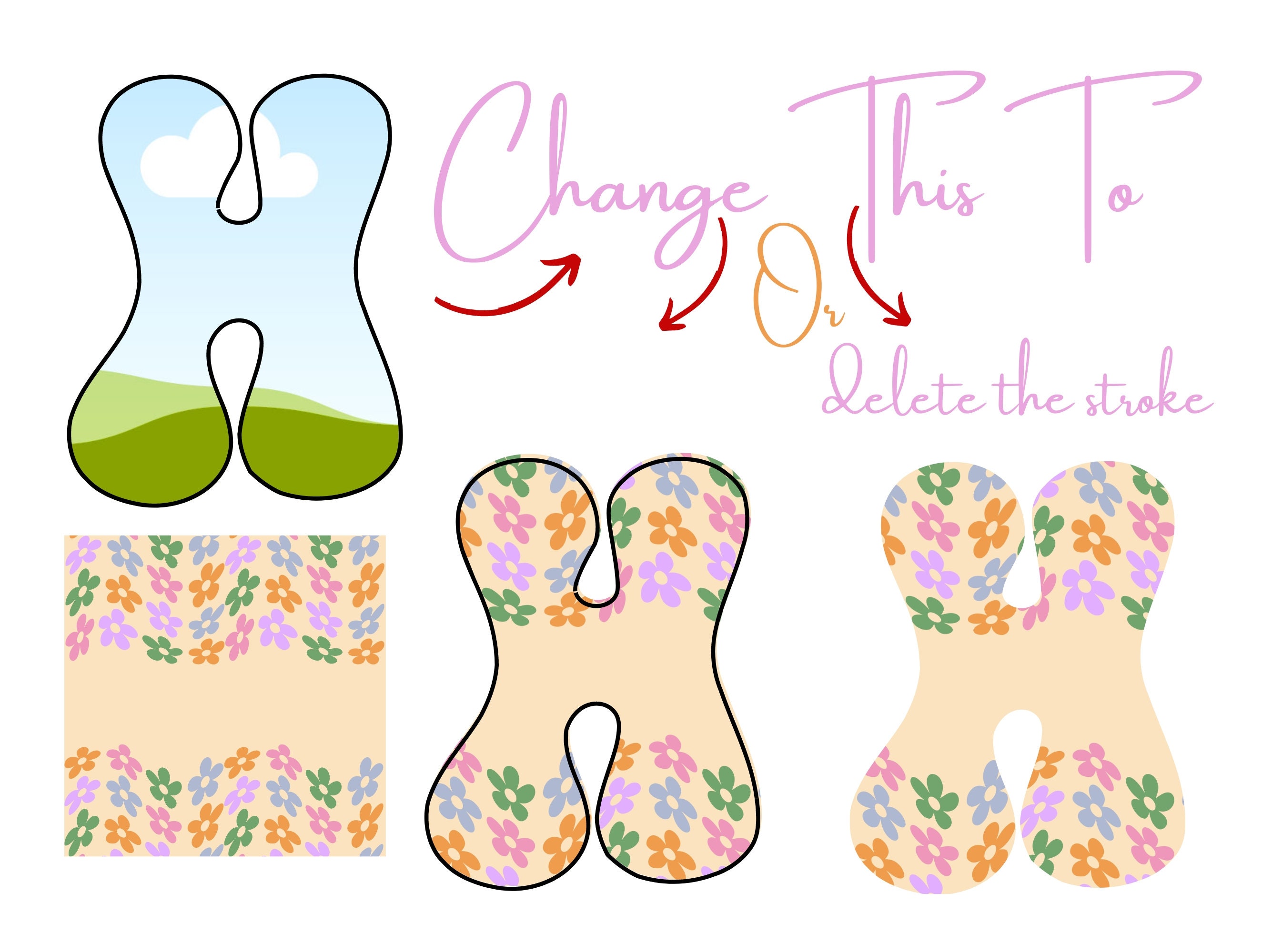 Fill Your Own Doodle Letters on CANVA With Commercial Use Allowed. Drag ...