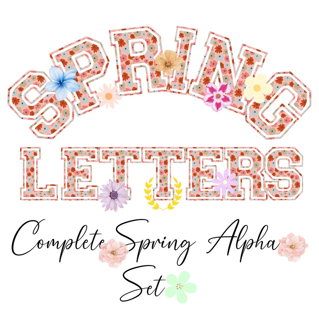 Spring Alphabet Png Bundle,botanical Letters Png Set, Complete Groovy ...