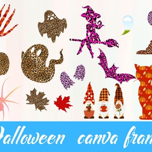 Halloween Canva Frame Bundle,editable Canva Frame Template Cute ...