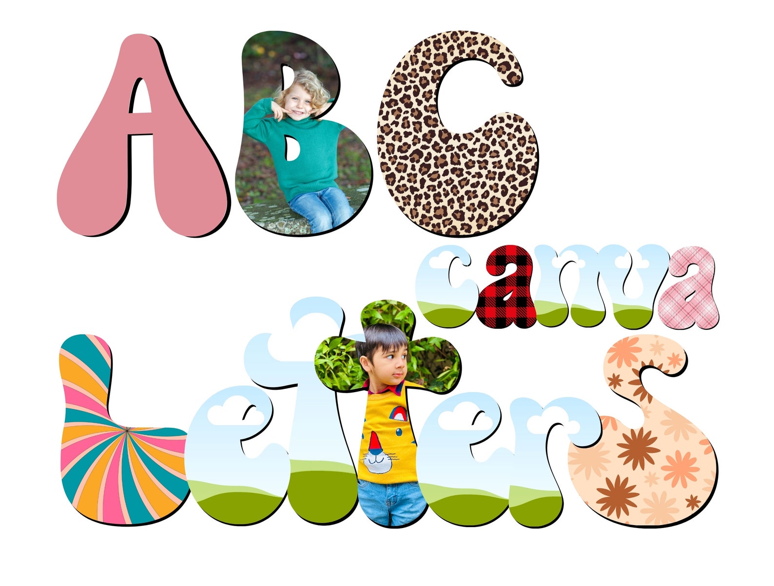 Fill Your Own Doodle Letters on CANVA With Commercial Use Allowed. Drag and Drop Alphabet Set ...