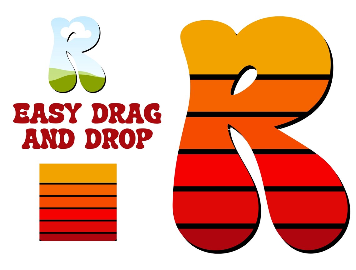Fill Your Own Doodle Letters on CANVA With Commercial Use Allowed. Drag and Drop Alphabet Set ...