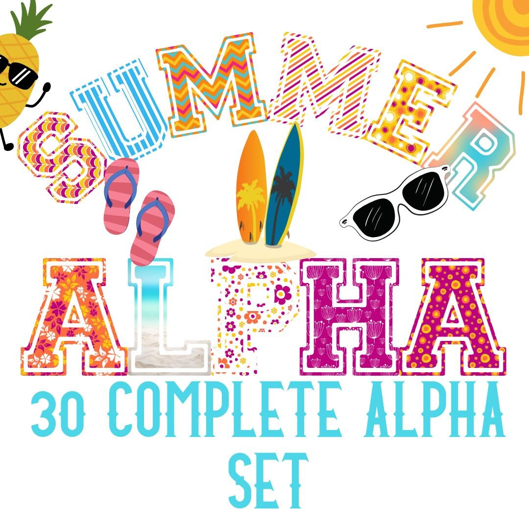 Summer Alpha PNG Bundle, Commercial Use (digital Download) - Etsy