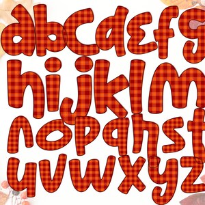 Plaid Doodle Letters Alphabet PNG Bundle,thanksgiving Sublimation Alpha ...