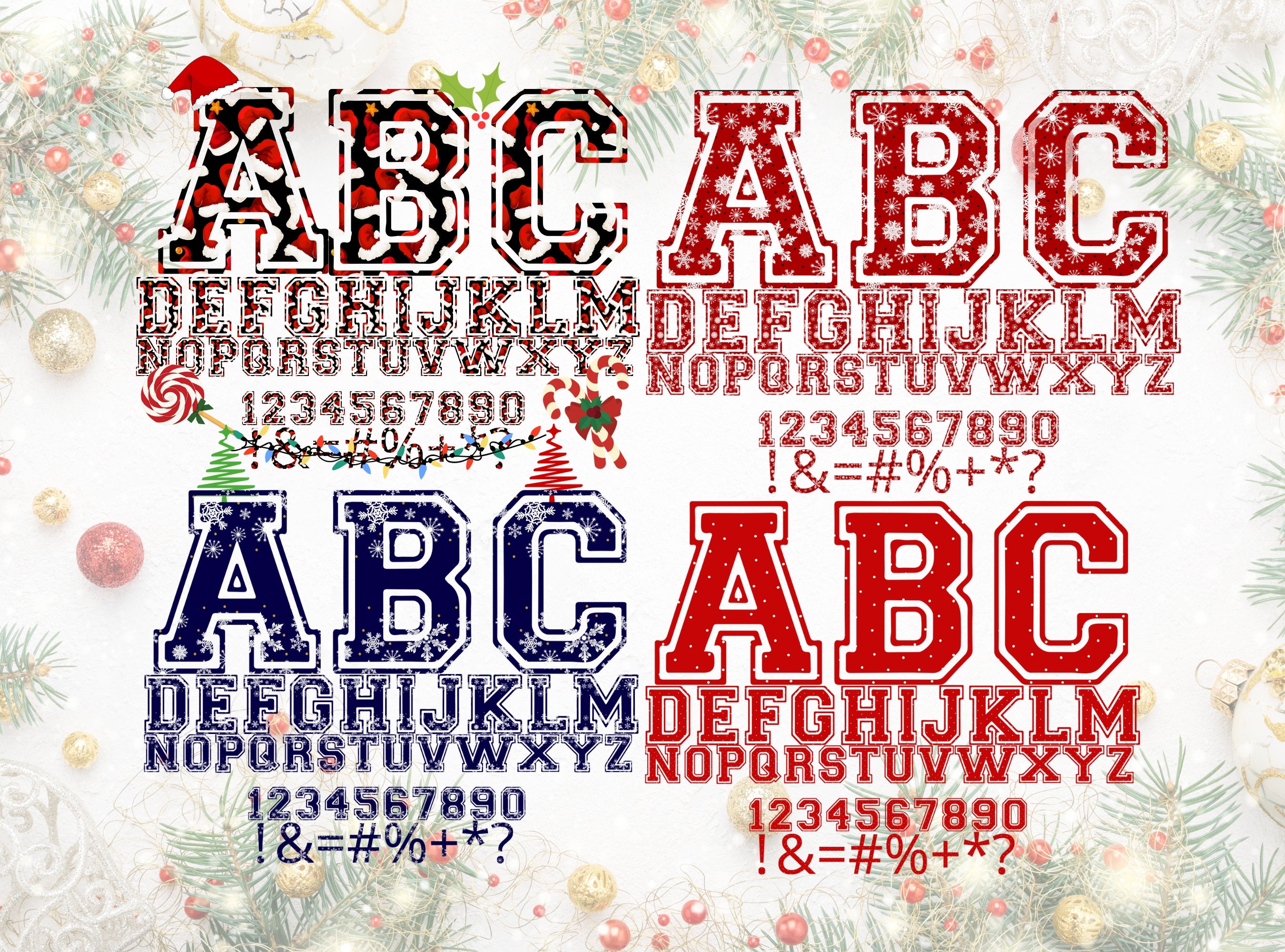 Christmas Doodle Letters PNG Set, Varsity Font (digital Download) - Etsy