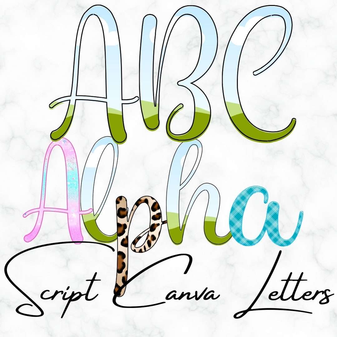 Script Font Canva Letters Frame Template ,handwritten Complete Fillable ...