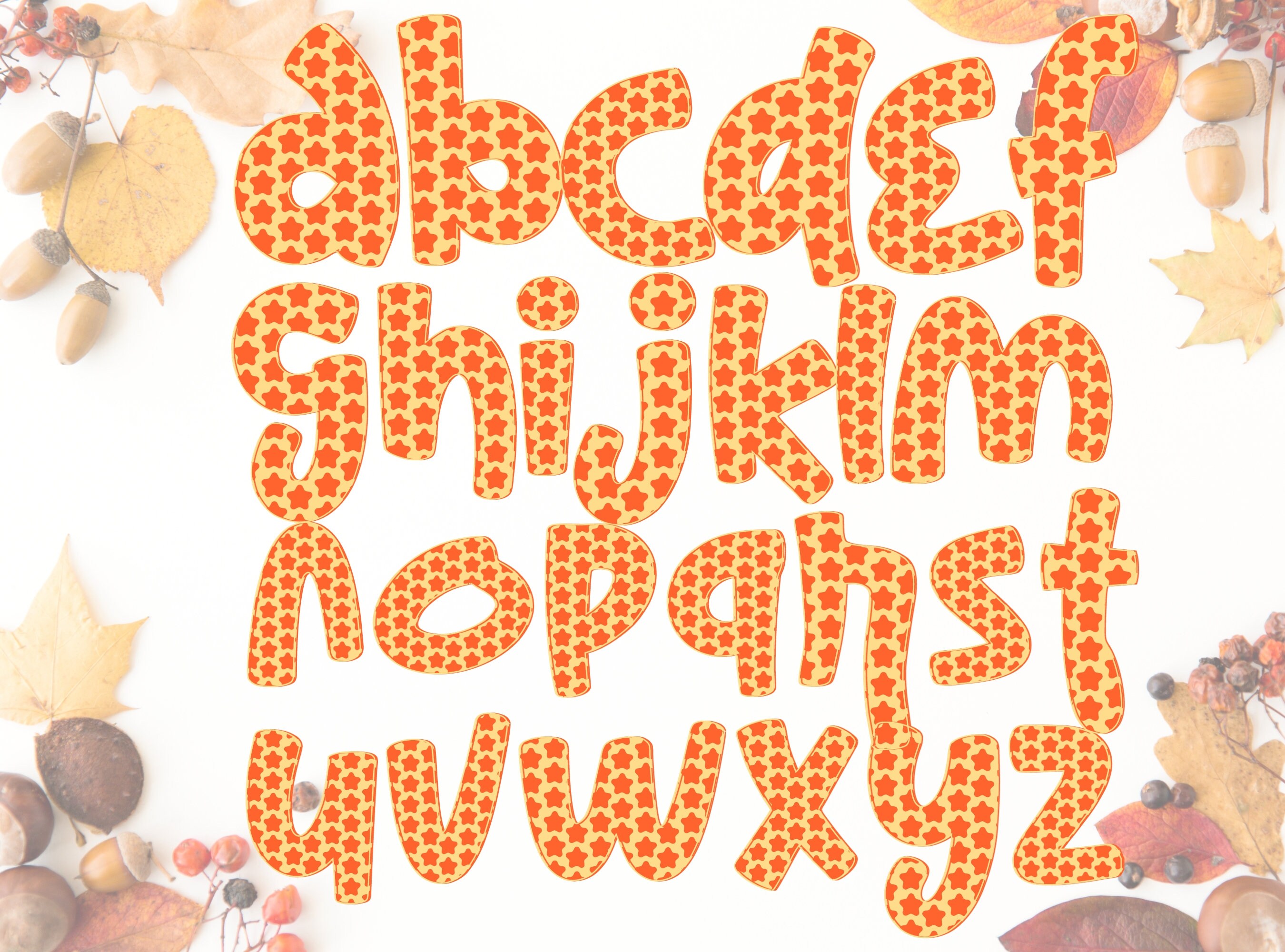 Doodle Letters Alphabet PNG Bundle,thanksgiving Sublimation Alpha Set ...