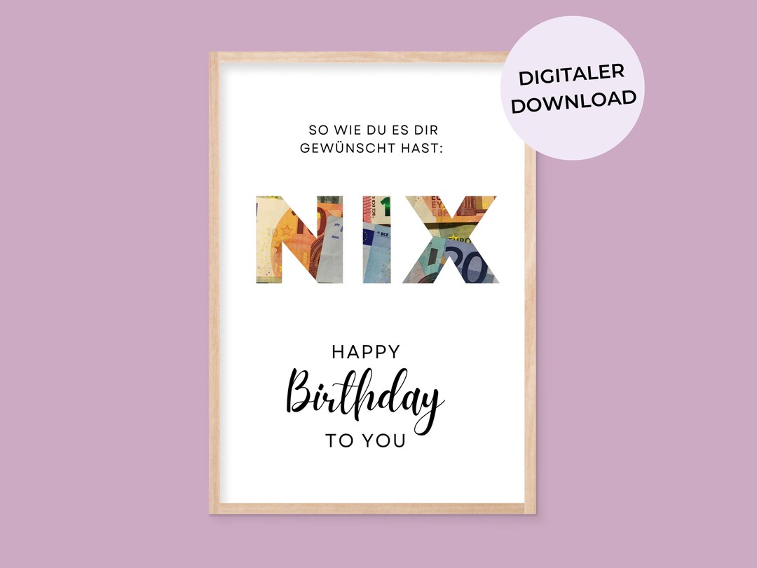 Geldgeschenk NIX nichts Geburtstag Wunscherfüller, deine erste Million ...