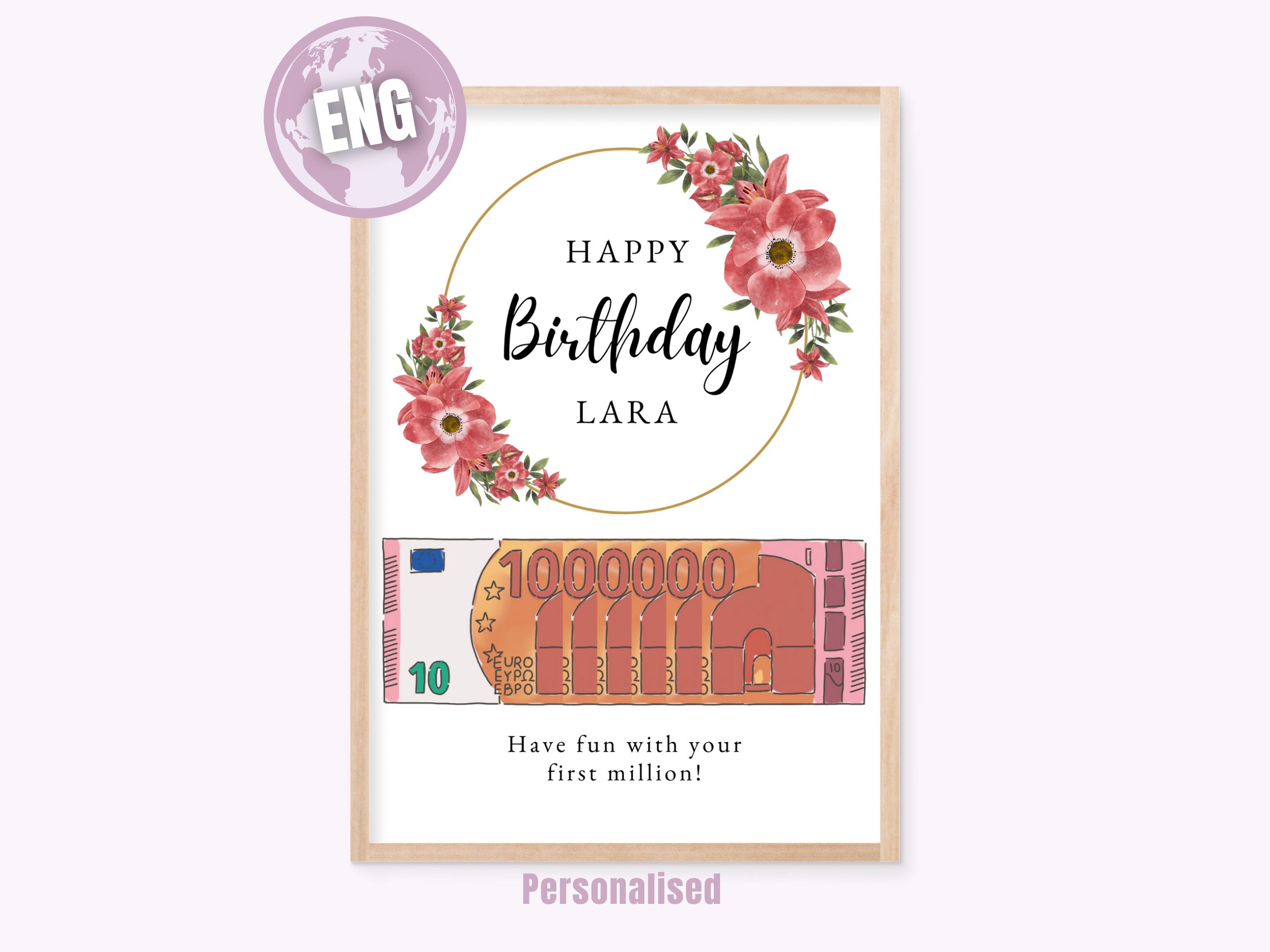 Money Gift Birthday Personalized Your First Million Birthday, Money ...