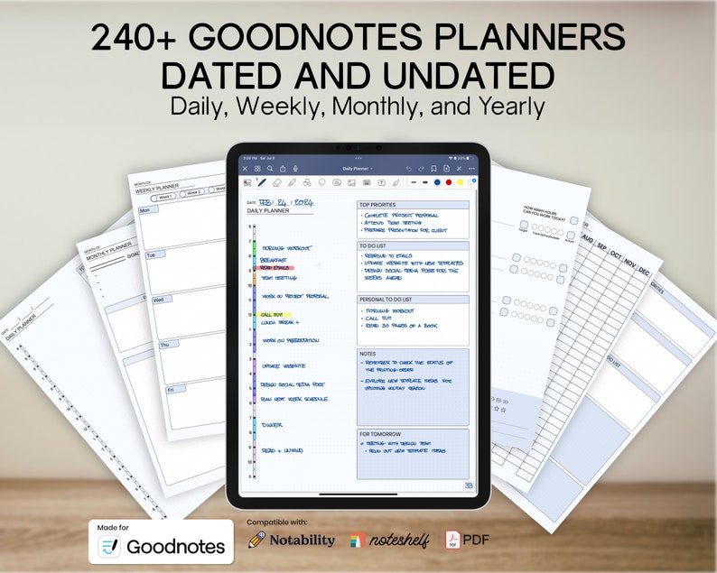 Goodnotes Planner for iPad | Minimalist Digital Templates (dated ...