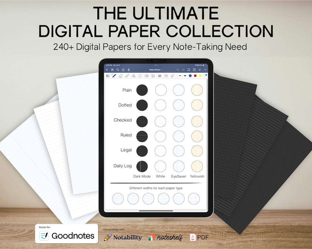 240+ Goodnotes Digital Paper Templates | Checked, Dotted, Ruled, Legal ...