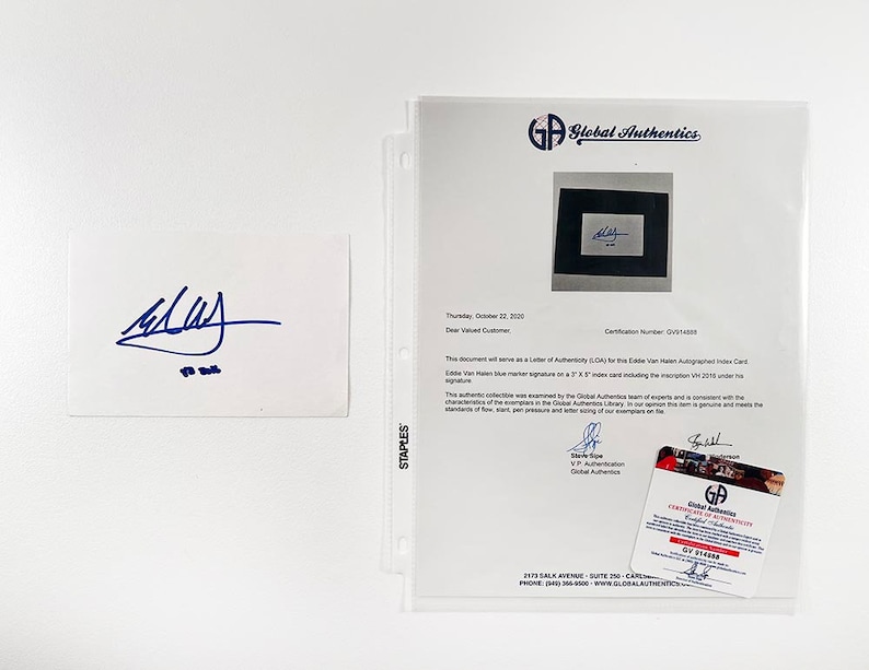 Eddie Van Halen 4x6 Index Card Signed Autographed Authentic COA - Etsy