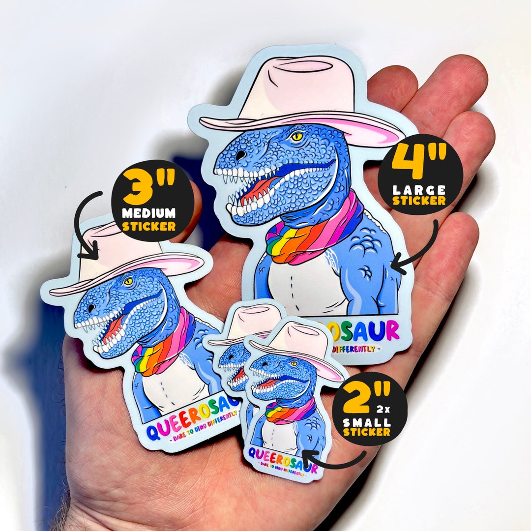 LGBTQ Cowboy Dinosaur, Queerosaurus, Queer Dinosaur, Dinosaur Sticker ...