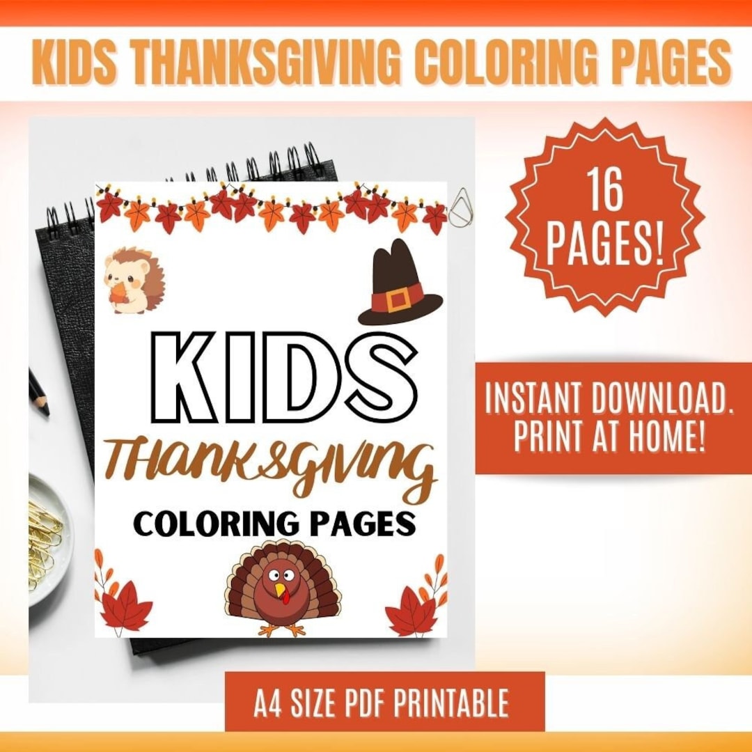 Thanksgiving Kids Coloring Pages Instant Download PDF Holiday Coloring ...