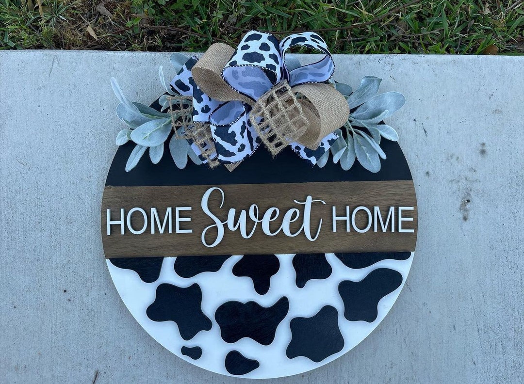Cow Print Door Hanger - Etsy