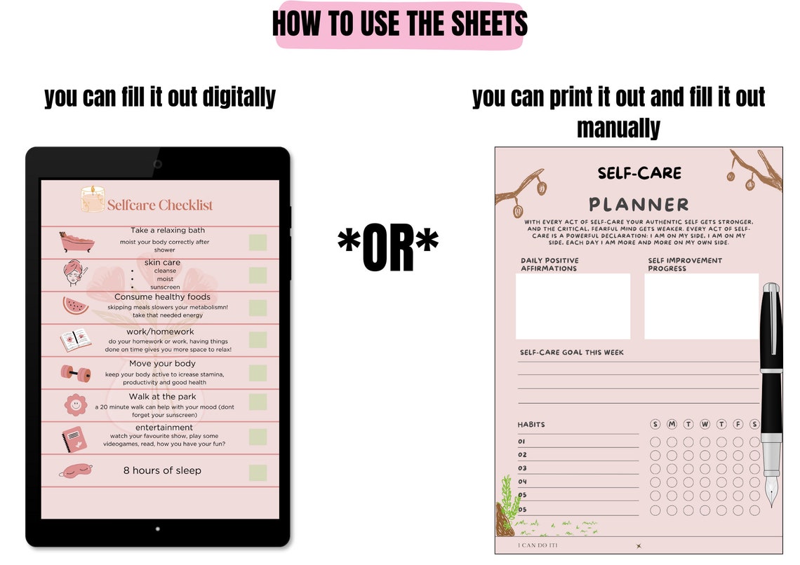Digital 2023-2024 weekly planner, self care and productivity planner ...