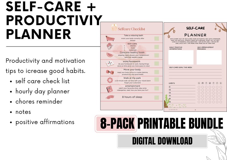 Digital 2023-2024 Weekly Planner, Self Care and Productivity Planner ...